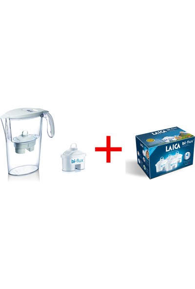 LAICA Clear Serisi Filtreli Akıllı Su Arıtmalı Filtre Sürahi 2.30LT. + 4 Adet Bi-Flux Yedek Filtre Kartuşu LAICA Clear Serisi Filtreli Akıllı Su Arıtmalı Filtre Sürahi 2.30LT. + 4 Adet Bi-Flux Yedek Filtre Kartuşu