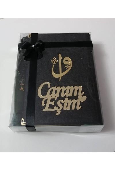 Özcan Tasarım Lüks Kuran Set ( Seccade, Şal, İnci Tesbih, Kadife Kuran ) Canım Eşim Siyah Özcan Tasarım Lüks Kuran Set ( Seccade, Şal, İnci Tesbih, Kadife Kuran ) Canım Eşim Siyah
