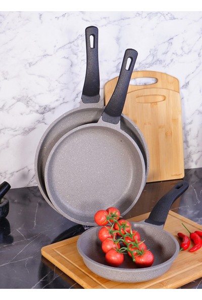 Taşev Glory 3 Parça Tava Seti Platin Gri