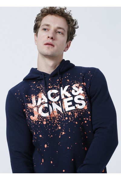 Jack & Jones 12200462_Jjnew Splash Hoodie Kapüşonlu Regular Fit Baskılı Lacivert Erkek Sweatshirt Jack & Jones 12200462_Jjnew Splash Hoodie Kapüşonlu Regular Fit Baskılı Lacivert Erkek Sweatshirt