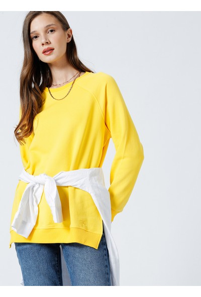 Fabrika Falu Bisiklet Yaka Geniş Fit Düz Sarı Kadın Sweatshirt Fabrika Falu Bisiklet Yaka Geniş Fit Düz Sarı Kadın Sweatshirt