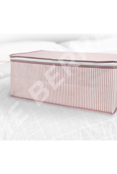 She Berrak Büyük Boy Pembe Çizgili Saklama Çantası-20 x 30 x 50 cm
