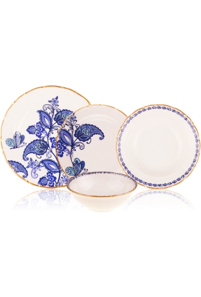 Bambum Lace Butterfly 24 Parça Porselen Yemek Takımı