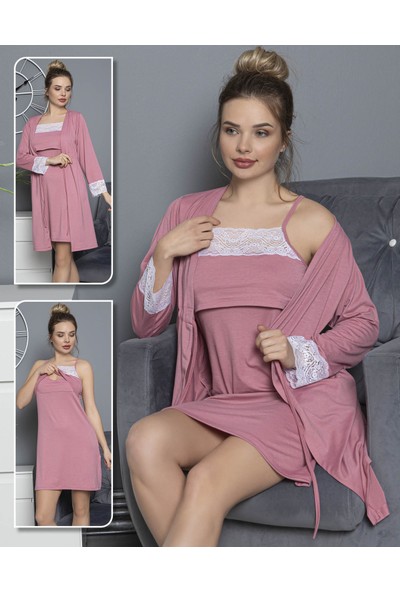 Jenika Kadın Lohusa Penye 2li Sabahlık Takım Jenika Kadın Lohusa Penye 2li Sabahlık Takım