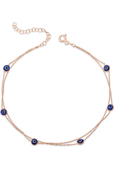 Gümüş Çift Zincirli Nazar Halhal