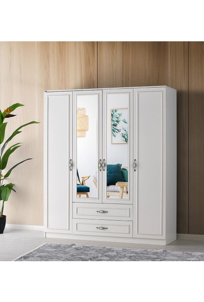 Erezoğulları Mobilya Gediz 4 Kapılı 2 Çekmeceli Gardrop Elbise Dolabı 180X57X210CM Erezoğulları Mobilya Gediz 4 Kapılı 2 Çekmeceli Gardrop Elbise Dolabı 180X57X210CM