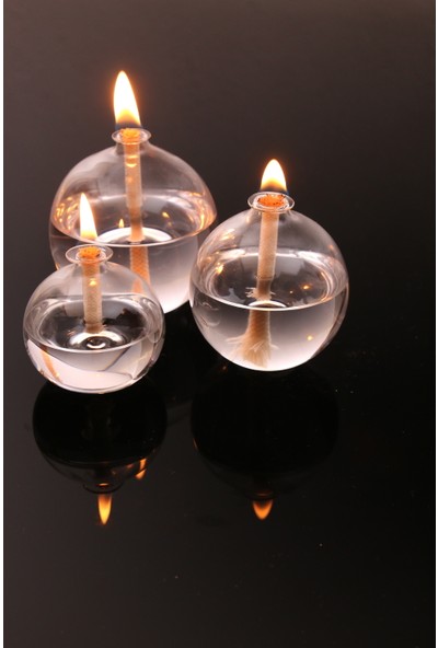 Vetroce 3'lü Küre Cam Kandil + Kandil Yağ