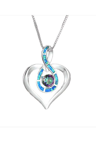 Turuncu Store Opal Kalp Çelik Kolye TRC3606 Turuncu Store Opal Kalp Çelik Kolye TRC3606