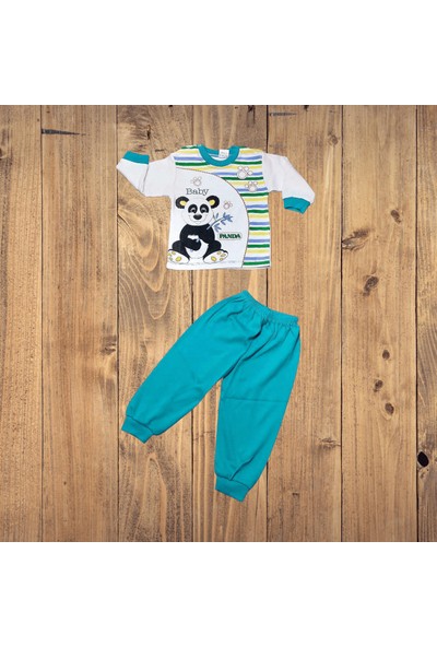 Gürcan Bebe Oturan Panda Baskılı Yeni Doğan Ikili Penye Takım