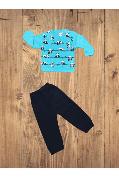 Gürcan Bebe Panda Baskılı Yeni Doğan Penye Takım Gürcan Bebe Panda Baskılı Yeni Doğan Penye Takım