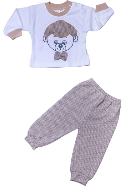 Gürcan Bebe Şapkalı Maymun Baskılı Yeni Doğan Penye Takım Gürcan Bebe Şapkalı Maymun Baskılı Yeni Doğan Penye Takım