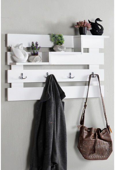 Beyaz Renk Dekoratif Askılık Elbise Mont Kaban Duvar Askısı Vestiyer Portmanto Raf Beyaz Renk Dekoratif Askılık Elbise Mont Kaban Duvar Askısı Vestiyer Portmanto Raf