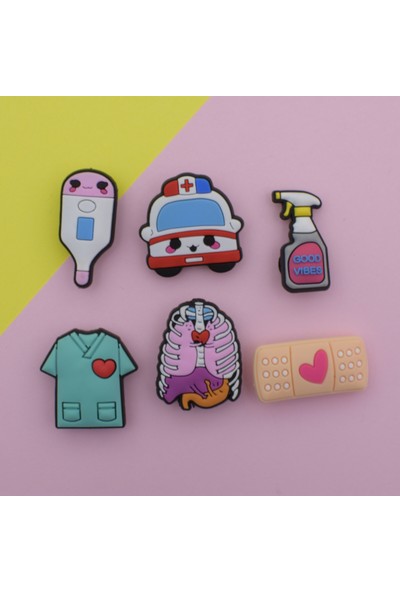 Sağlık Figürleri Crocs Terlik Süsü 6'lı Set