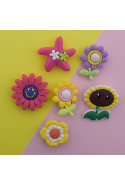 Çiçekler Crocs Terlik Süsü 6'lı Set