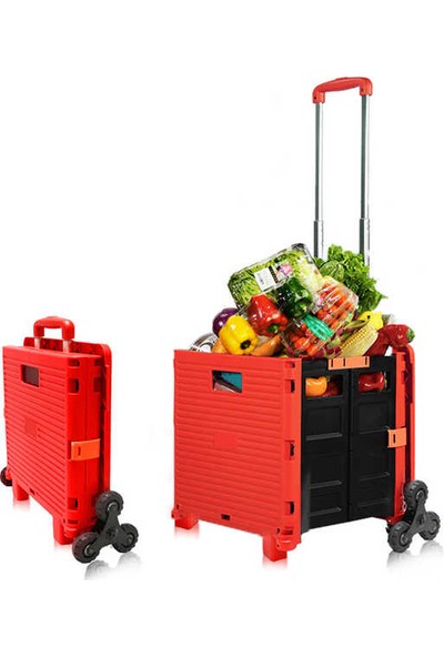 Deko 6 Tekerlekli Merdiven Çıkabilen Katlanır Portatif Koli Yük Paket Taşıma El Pazar Arabası 100KG Deko 6 Tekerlekli Merdiven Çıkabilen Katlanır Portatif Koli Yük Paket Taşıma El Pazar Arabası 100KG