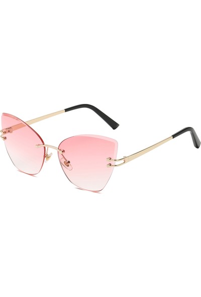 Moda Kadın Güneş Gözlüğü UV400 Gözlük Çerçevesiz Kedi