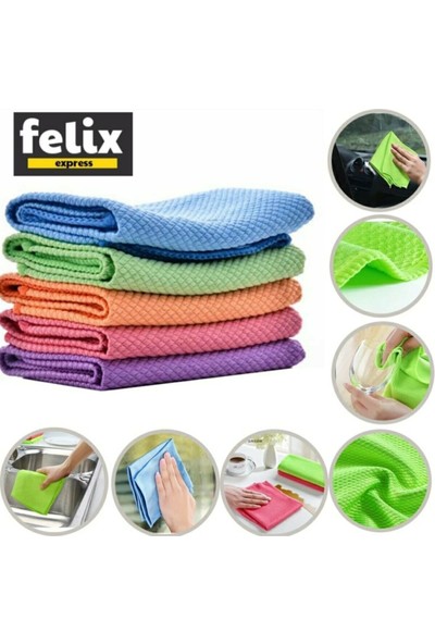 Felix Express Yüksek Emici Baklava Dilimli Microfiber Genel Temizlik Cam Bezi 4'lü Set Felix Express Yüksek Emici Baklava Dilimli Microfiber Genel Temizlik Cam Bezi 4'lü Set