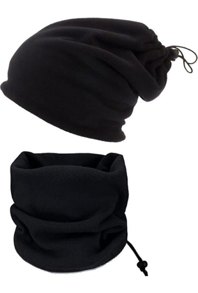 Nacar Çarşı Kışlık Polar Siyah Bere ve Boyunluk Nacar Çarşı Kışlık Polar Siyah Bere ve Boyunluk