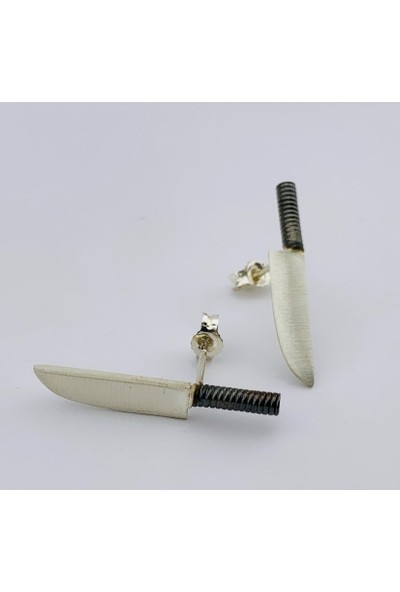 Butik Gümüş Yivli Bıçak Çift Küpe (BG-KP-184)