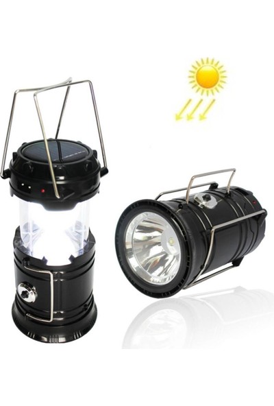 Solar Güneş Enerjili Taşınabilir Şarjlı LED Kamp Feneri Usb'li 6+1 LED Işıldak Çadır Lambası-Siyah Solar Güneş Enerjili Taşınabilir Şarjlı LED Kamp Feneri Usb'li 6+1 LED Işıldak Çadır Lambası-Siyah