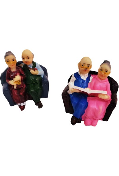 Mikail AVM Koltukta Oturan Sevimli Dede Nine Çifti Biblo