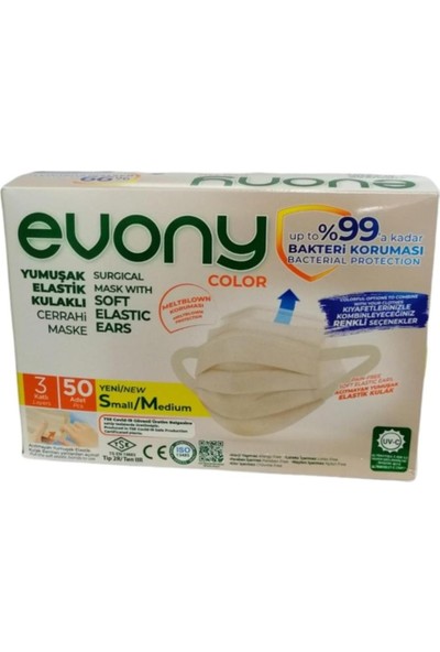 Evony Yumuşak Elastik Kulaklı Cerrahi Maske S-M 50 Adet Evony Yumuşak Elastik Kulaklı Cerrahi Maske S-M 50 Adet