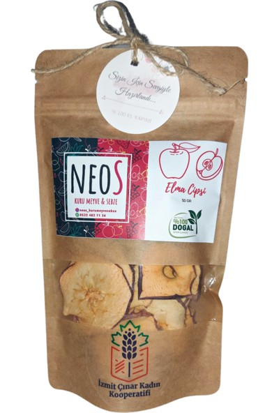 Kurutulmuş Elma Cipsi Şekersiz Sağlıklı Atıştırmalık 50 gr