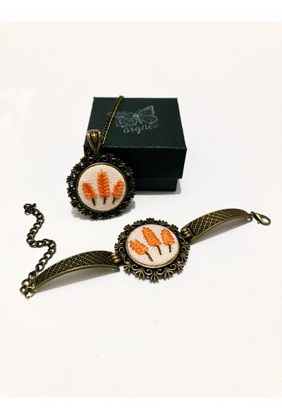 Başak Kolye Bileklik Seti Krem Hediyelik El Emeği Bijuteri Takı