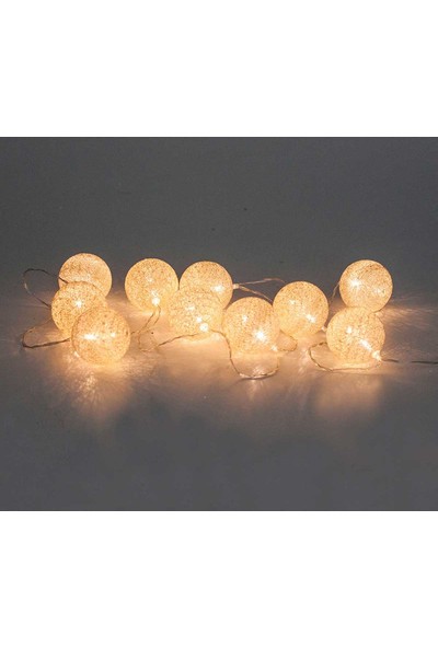 10'lu Altın Sarısı Işıklı Top Dekoratif Süs Mh3