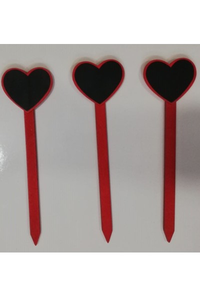Kırmızı Kalpli Ahşap Kitap Ayracı (12 Adet)