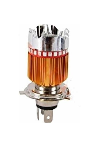 Monero H4 Tipi Ampül 4 LED Etrafı Kızmızı-Mavi LED Diskotek