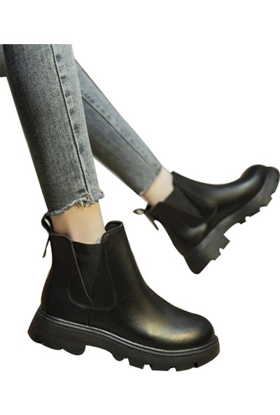 Kısa Çizmeler Vintage Chelsea Sigara Çizmeleri Kalın Tabanlı Ingiliz Tarzı Martin Çizmeler