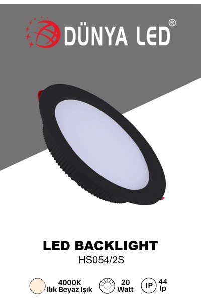 Dünya Led Dünya Spot LED HS054/2S 20W Sıva Altı Spot LED Panel 4000K Ilık Beyaz Işık Siyah Kasa Drıver Hediye Dünya Led Dünya Spot LED HS054/2S 20W Sıva Altı Spot LED Panel 4000K Ilık Beyaz Işık Siyah Kasa Drıver Hediye