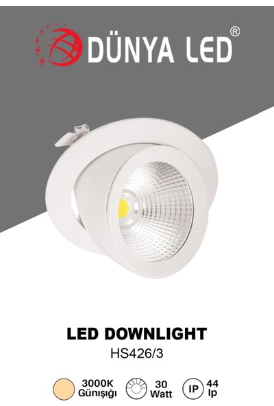 Dünya Led HS426/3 30W Sıva Altı LED Salyangoz 3000K Günışığı Dünya Led HS426/3 30W Sıva Altı LED Salyangoz 3000K Günışığı