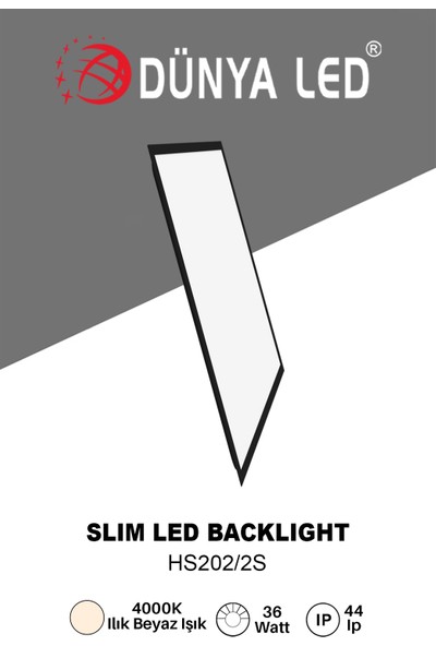 Dünya Led HS202/2S 36W Sıva Altı 30X60 LED Panel 4000K Ilık Beyaz Işık Siyah Kasa Driver Hediye Dünya Led HS202/2S 36W Sıva Altı 30X60 LED Panel 4000K Ilık Beyaz Işık Siyah Kasa Driver Hediye