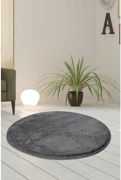 Yuvarlak Post Peluş Banyo Paspas Takımı Antrasit 100X100 Yuvarlak Post Peluş Banyo Paspas Takımı Antrasit 100X100