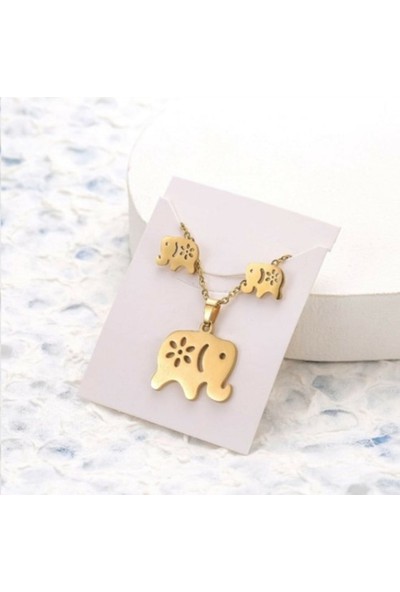 Çelik Fil Figürlü Koye Küpe Seti