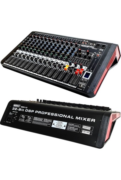 Midex Mdx-12 12 Kanal Ses Mikseri Multi Efekt Bluetooth Eq USB