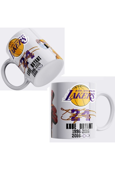 Remonz Kobe Bryant 3 Tarafı Baskılı Porselen Beyaz Kupa