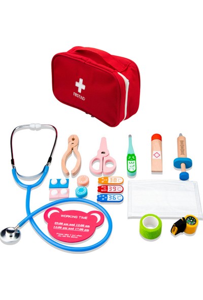 Eternal Çocuk Oyuncak Ahşap İlk Yardım Kiti - Kırmızı (Yurt Dışından)