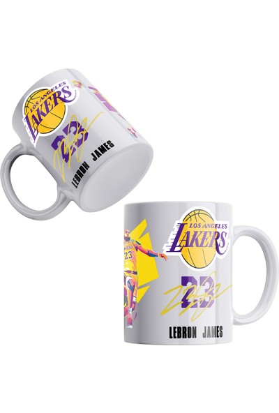 Remonz Nba Lebron James 3 Tarafı Baskılı Porselen Beyaz Kupa