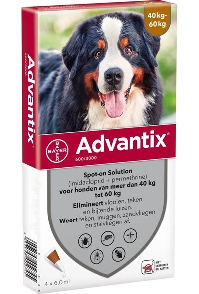 Advantix | 25-40 kg Büyük Irk Köpekler Için 6,0 ml x 4 Tüp Advantix | 25-40 kg Büyük Irk Köpekler Için 6,0 ml x 4 Tüp