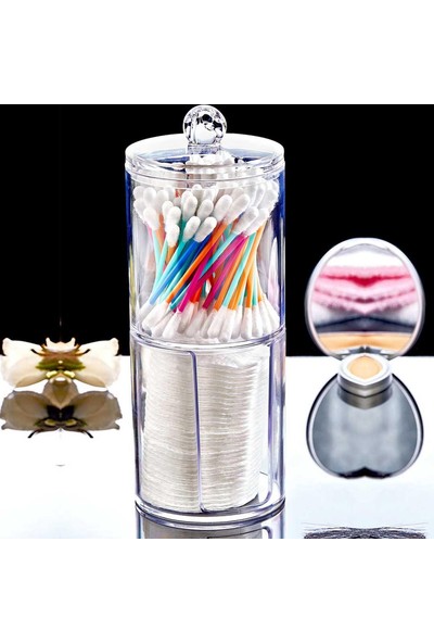 2 Katlı Makyaj Pamuğu ve Kulak Çubuğu Organizer 2 Katlı Makyaj Pamuğu ve Kulak Çubuğu Organizer