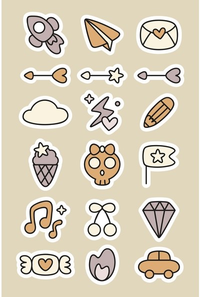 Zobar Markt Zobarmarkt Kahverengi Temalı Sticker Defter Ajanda Planner Laptop Sticker Seti, Her Biri 3 cm Zobar Markt Zobarmarkt Kahverengi Temalı Sticker Defter Ajanda Planner Laptop Sticker Seti, Her Biri 3 cm