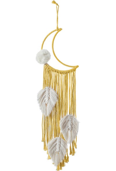 Sanlindou Ay Şekilli Makrome Duvar Süsü -Sarı (Yurt Dışından)