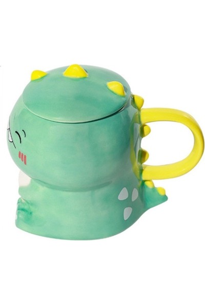 Sanlindou 450 ml Sevimli Dinozor Formunda Kapaklı Kaşıklı Seramik Kupa - Yeşil (Yurt Dışından) Sanlindou 450 ml Sevimli Dinozor Formunda Kapaklı Kaşıklı Seramik Kupa - Yeşil (Yurt Dışından)