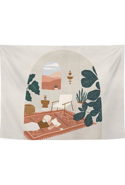 Sanlindou Goblen Kaktüs Desenli Duvar Dekoru - Beyaz (Yurt Dışından) Sanlindou Goblen Kaktüs Desenli Duvar Dekoru - Beyaz (Yurt Dışından)