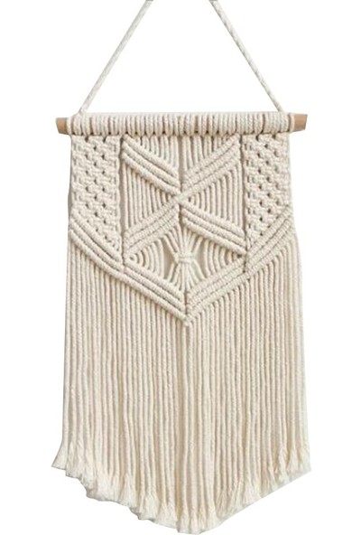 Sanlindou 25x45 cm İskandinav Makrome Dokuma Duvar Süsü -Beyaz (Yurt Dışından)