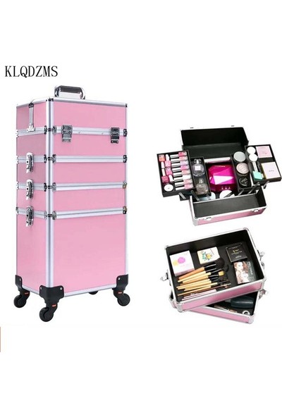 Sanlindou Taşınabilir Alüminyum Kozmetik Çantası Seti -Pembe (Yurt Dışından)