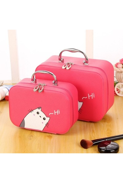 Sanlindou 2 Adet PU Deri Sevimli Kedi Detaylı Taşınabilir Makyaj Çantası - Pembe (Yurt Dışından) Sanlindou 2 Adet PU Deri Sevimli Kedi Detaylı Taşınabilir Makyaj Çantası - Pembe (Yurt Dışından)